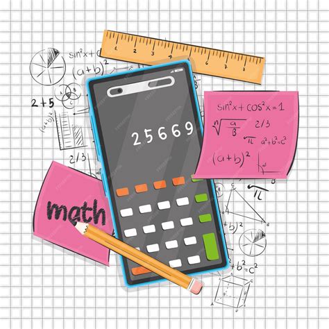 Premium Vector Isolated Calculator With Ruler And Mathematical Formulas Math Class Concept