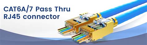 Ampcom Pass Through Cat7 Rj45 Connector Cat6a 7 50u Gold Plated Pass Thru Shielded Stp Rj45