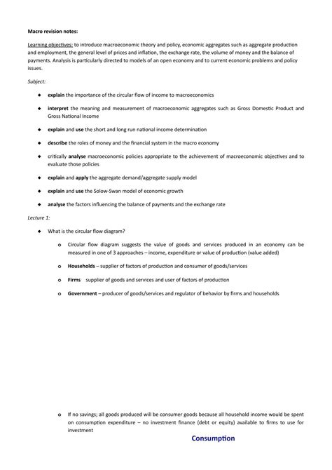 Introductory Macroeconomics Study Guide Econ10003 Introductory