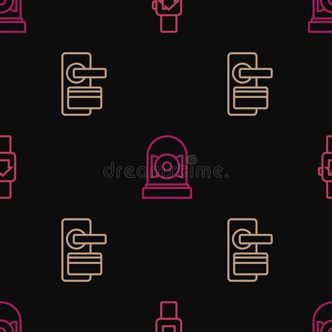 Set Line Smart Home With Smart Watch Digital Door Lock And Ringing Alarm Bell On Seamless