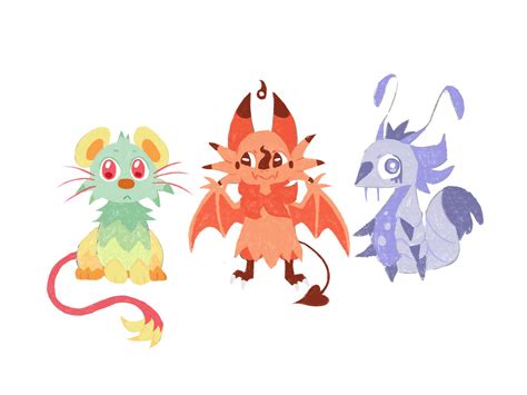 Fakemon Starters By Xe Cutie On Deviantart