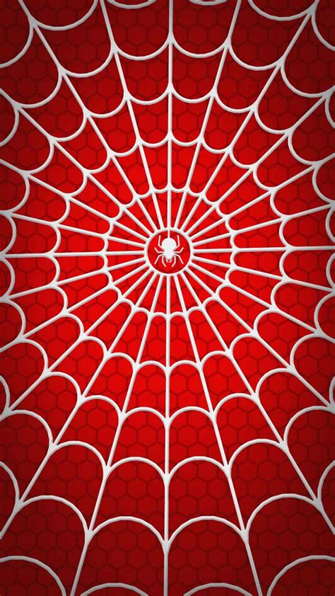 A Red And White Spider Web Pattern With The Center Section Showing Its Intricate Design