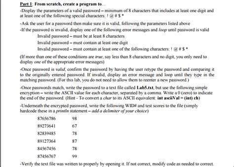 Solved Display The Parameters Of A Valid Password Minimum