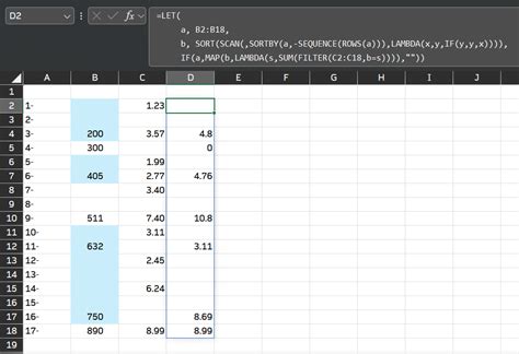 Excel Select Irregular Cell Ranges To Sum Values From Another Column Stack Overflow