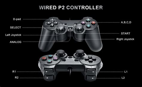 Cipon PS2 Controller Wired Game Controllers With Joystick Double Vibrating Gamepad Black