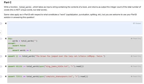 Solved Part C Write A Function Totalwords Which Takes As