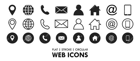 Premium Vector Web Essential Flat Stroke Circular Icon Set Vector Illustration