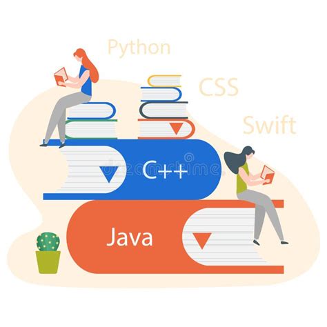 People Books Learning Programming Languages Stock Vector Illustration Of Computer Landing