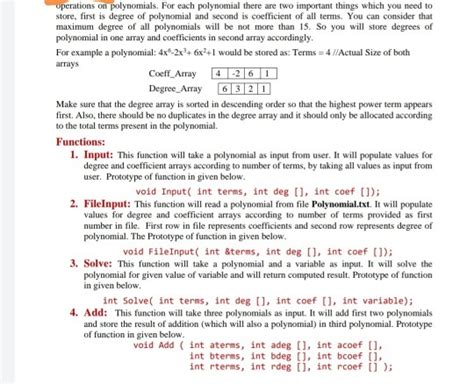 Solved C Polynomial Calculator Requirements Write C Code Question Using Arrays C Strings Add