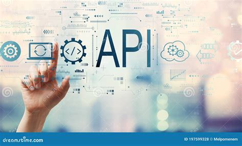 API Application Programming Interface Concept With Hand Pressing A Button Stock Photo Image