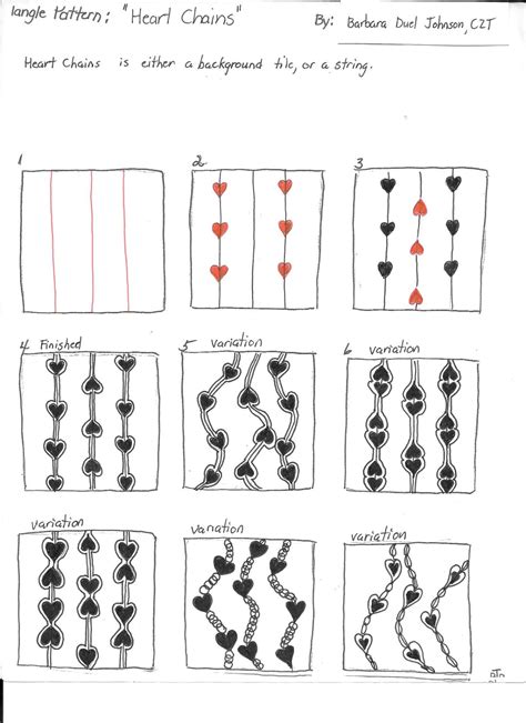 Heart Tangle Pattern Heart Chains A Tangle Pattern For Zentangle Type Drawing Or Doodling Artofit