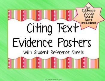 Citing Text Evidence Posters Text Evidence Text Evidence Poster Citing Text Evidence