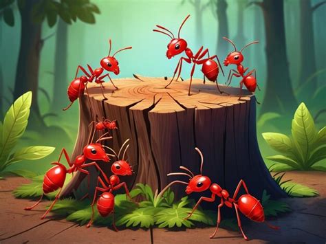 Ants On A Tree Closeup Ai Generated Premium Ai Generated Image