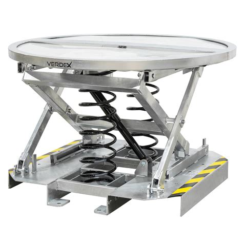 Galvanised Spring Pallet Elevator With Pallet Truck Base Lerada Equipment