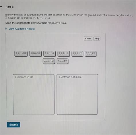 Solved Part B Identify The Sets Of Quantum Numbers That Chegg