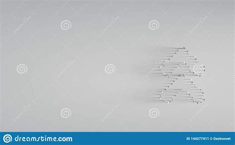 3d Rendering Of Various Metal Nails In Shape Of Up Down Angle Stock