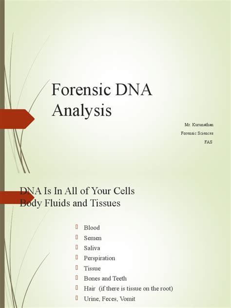 Forensic Dna Analysis Overview Pdf Microsatellite Dna Profiling