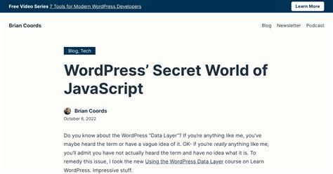 Wordpress Secret World Of Javascript Brian Coords
