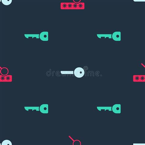 Set Password Protection Key And On Seamless Pattern Vector Stock Vector Illustration Of