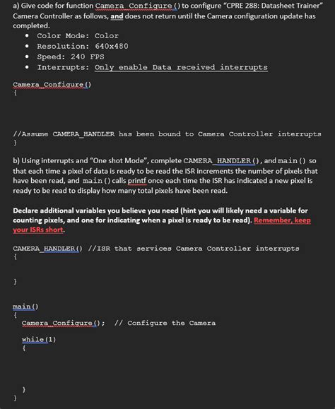 Camera Controller As Follows And Does Not Return Chegg