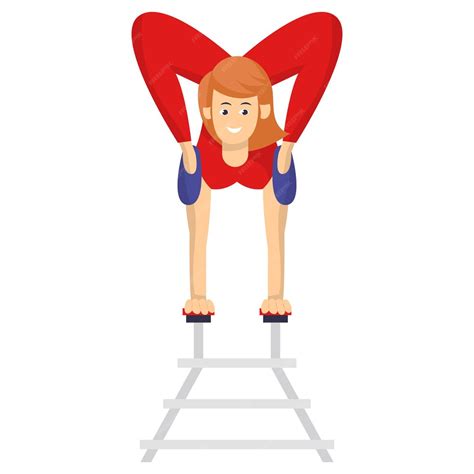 매우 유연한 연기자 또는 굽은 소녀 서커스 캐릭터 곡예사 개념 프리미엄 벡터