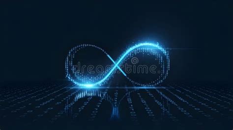 abstract digital infinity symbol with binary code background stock