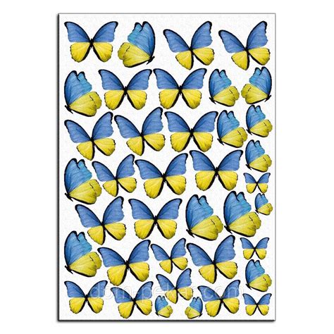 Метелики жовто блакитні 8 вафельна картинка від інтернет магазину «Домашній Пекар з оперативною