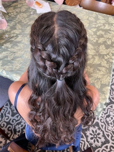 Half Up Double Dutch Braids Curled Hairstyles For Layered Hair