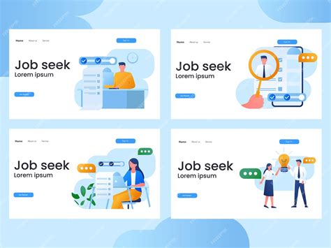 Premium Vector Set Illustrations For A Job Seek Website
