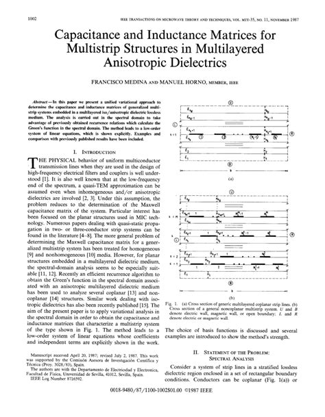 Pdf Capacitance And Inductance Matrices For Multistrip Structures In Multilayered Anisotropic