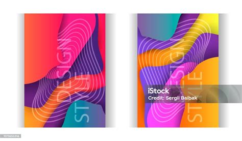 전단지 파티 포스터 또는 색깔 진동 파와 소책자 레이아웃 추상적인 색 그라데이션 배경으로 현대 커버의 디자인에 대 한 템플릿