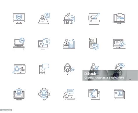 재택 근무 개요 아이콘 모음입니다 재택 근무 재택 근무 프리랜서 원격 직업 유연한 가상 벡터 및 일러스트레이션 개념 세트 고용