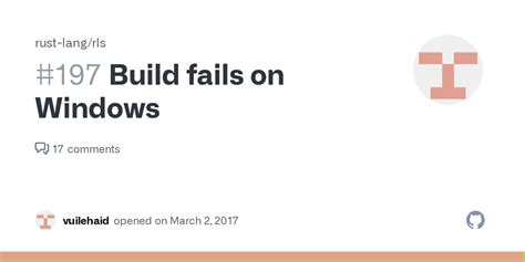 Build Fails On Windows · Issue 197 · Rust Langrls · Github