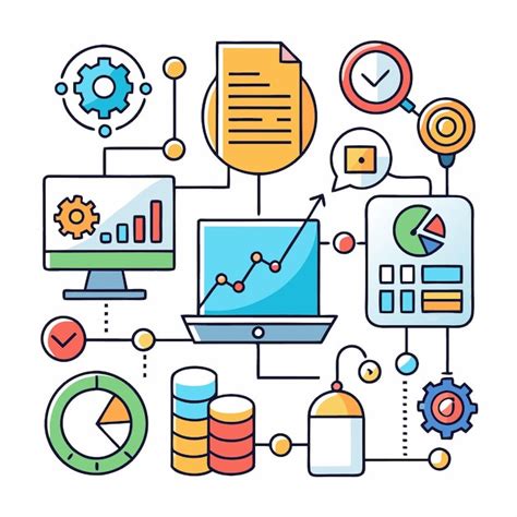 Data Analysis And Management Process With Flowchart Diagram Premium