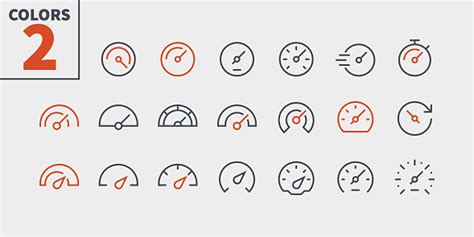 속도계 Ui 픽셀 완벽 한 잘 만들어진 벡터 선 아이콘 48 X 48 웹 그래픽 및 편집 가능한 획 애플 리 케이 션에 대 한 24 X 24 격자에 대 한 준비 간단한