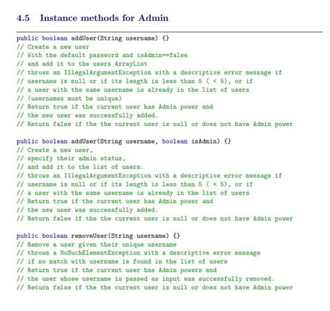 Instance Methods For Admin Public Boolean AddUser Chegg