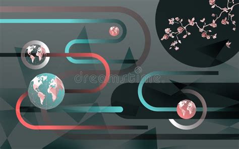 Futuristic Global Network With Abstract Geometric Design Stock Illustration Illustration Of