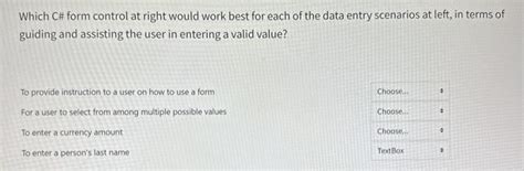 Which C Form Control At Right Would Work Best For Chegg