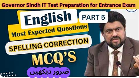 Governor Sindh It Course Test Question Spelling Correction Entrance