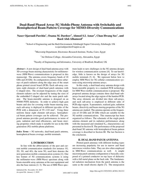 pdf dual band phased array 5g mobile phone antenna with switchable