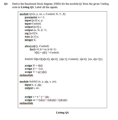 Solved Q1 Derive The Functional Block Diagram Fbd For The