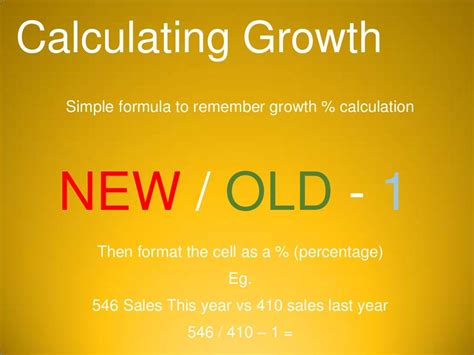 Calculating Growth Simple Formula To