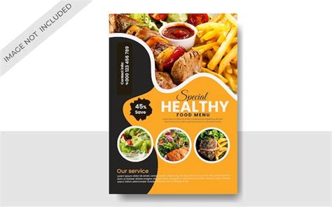 식품 플라이어 디자인 프리미엄 벡터