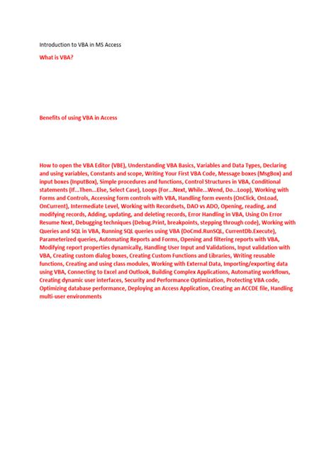 Introduction To Vba In Ms Access Pdf Microsoft Access Visual