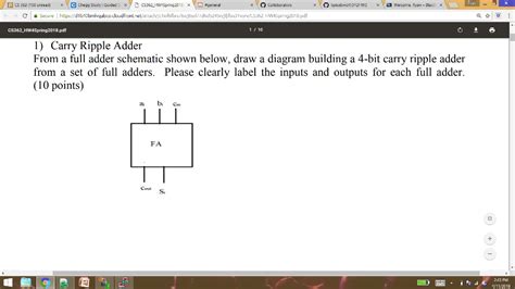 SOLVED From A Full Adder Schematic Shown Below Draw A Diagram
