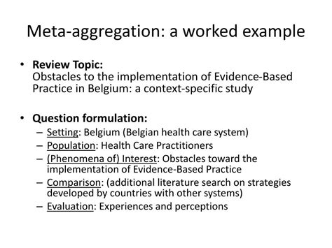 Ppt A Worked Example Of Meta Aggregation Integration Powerpoint Presentation Id 2281631