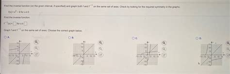 solved find the inverse function on the given interval
