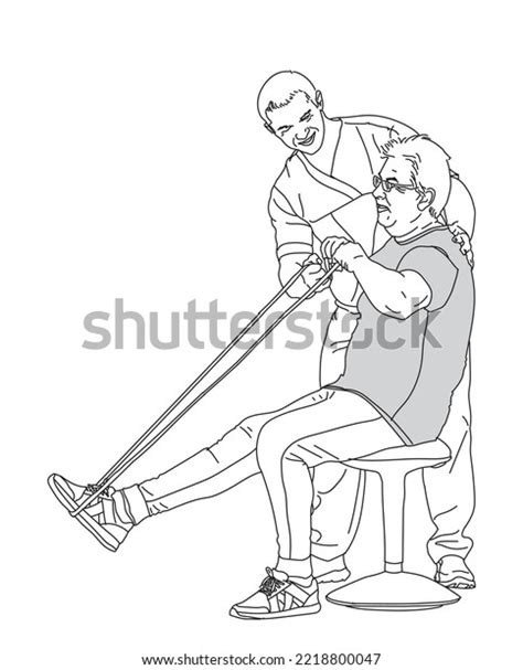 Physiotherapy Doctor Patient Doing Excersice Stock Vector Royalty Free