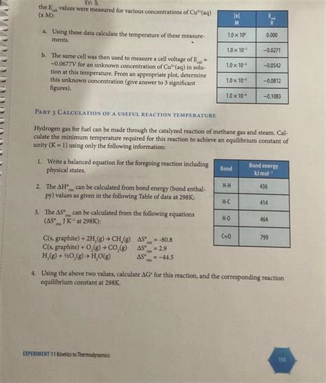 Solved The Ecell Values Were Measured For Various