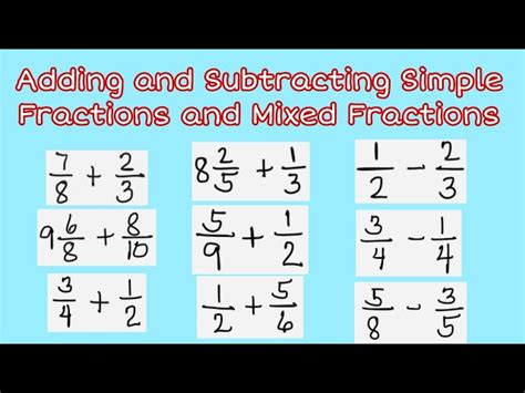 Adding And Subtracting Simple Fractions And Mixed Fractions Videos